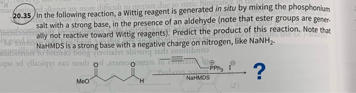 Solved 20.35 in the following reaction, a Wittig reagent is | Chegg.com