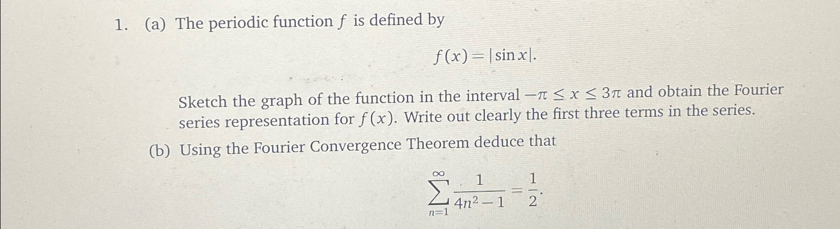 Solved (a) ﻿The periodic function f ﻿is defined | Chegg.com