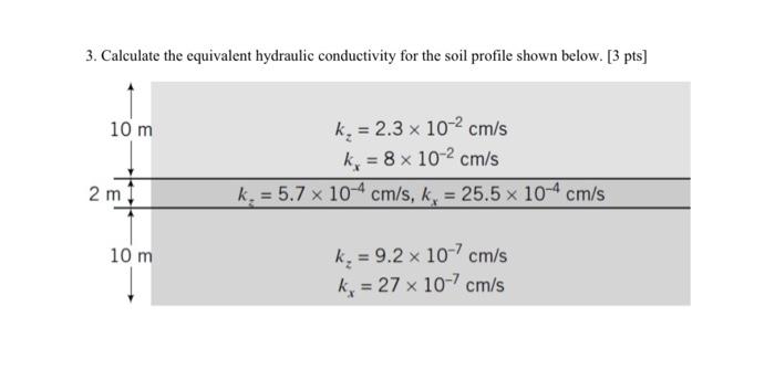 Solved 3. Calculate the equivalent hydraulic conductivity | Chegg.com