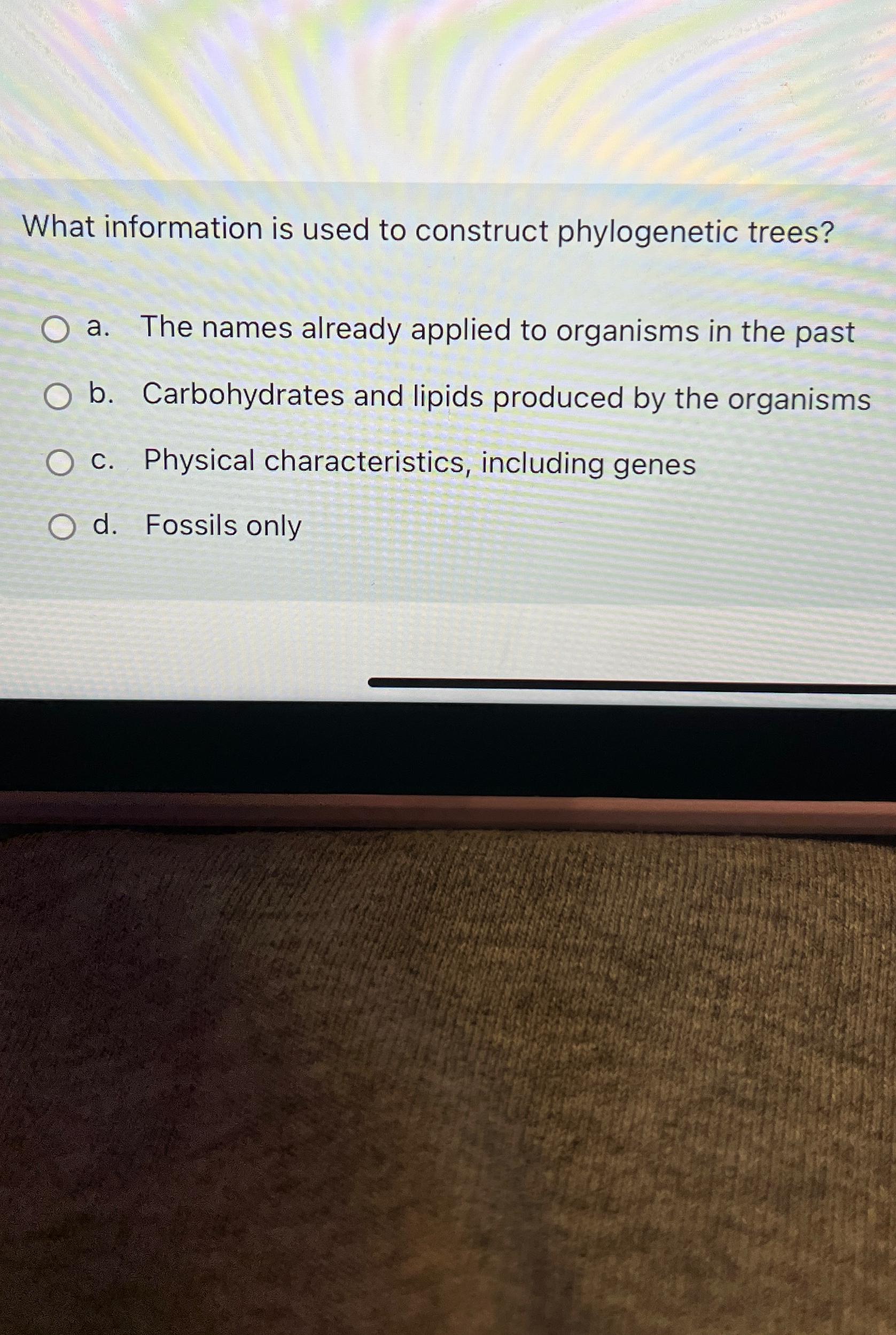 Solved What information is used to construct phylogenetic | Chegg.com