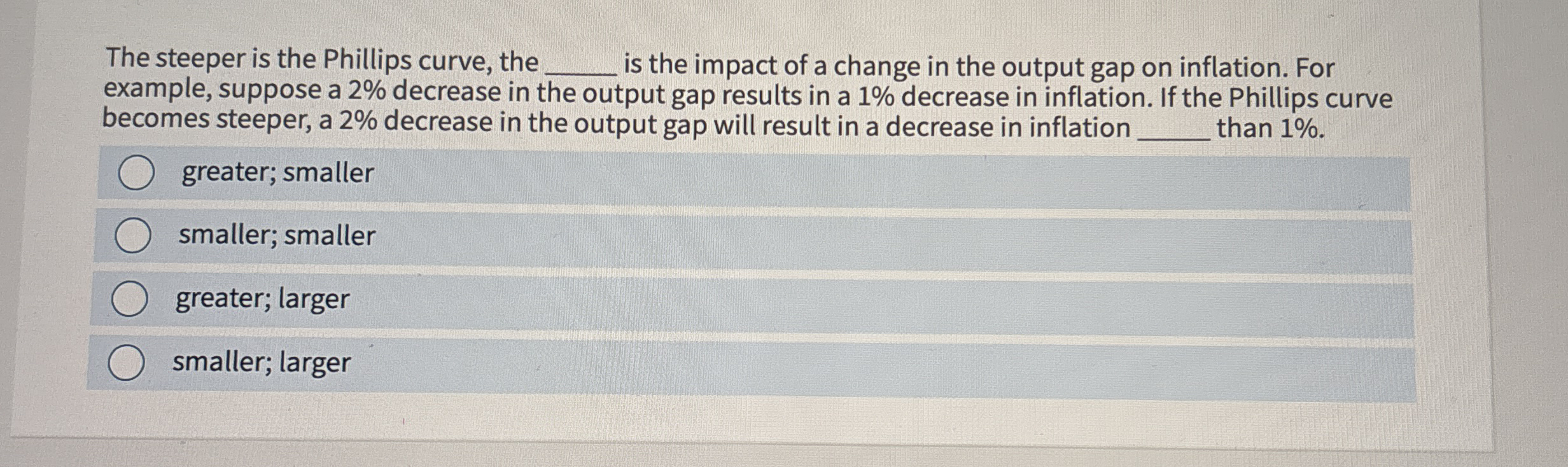 Solved The steeper is the Phillips curve, the q, ﻿is the | Chegg.com