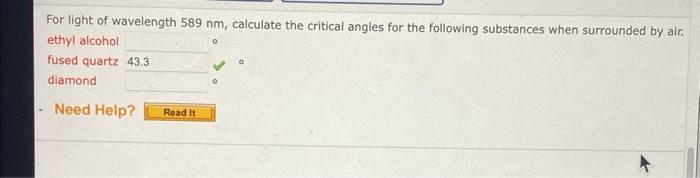 Solved For light of wavelength 589 nm, calculate the | Chegg.com