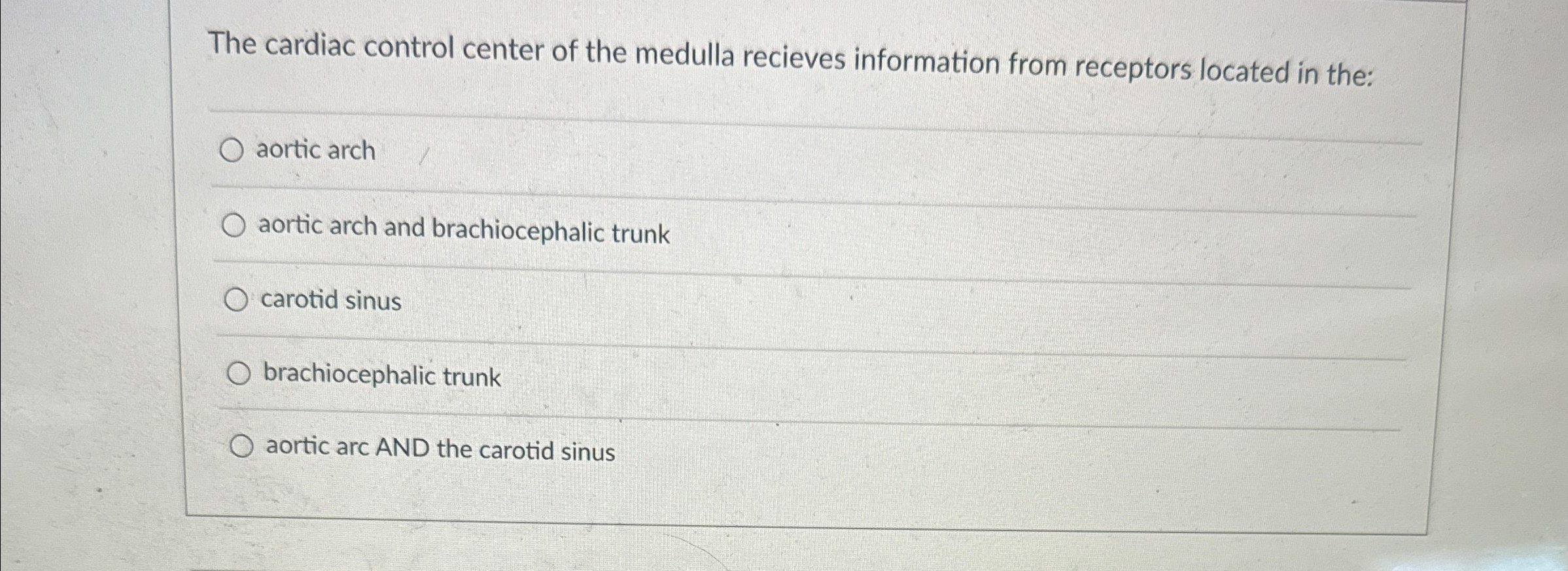 Solved The cardiac control center of the medulla recieves | Chegg.com