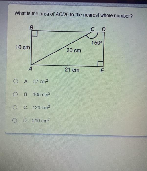 Solved What is the area of ACDE to the nearest whole number? | Chegg.com