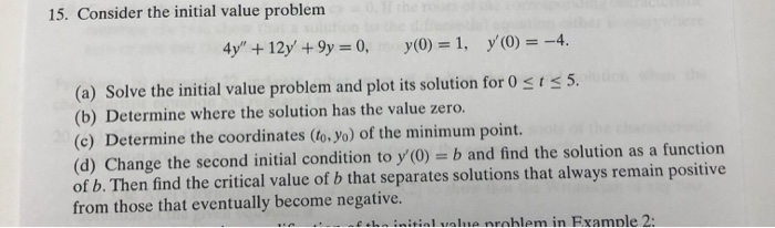 Solved 15. Consider the initial value problem 4y" +12y' +9y | Chegg.com