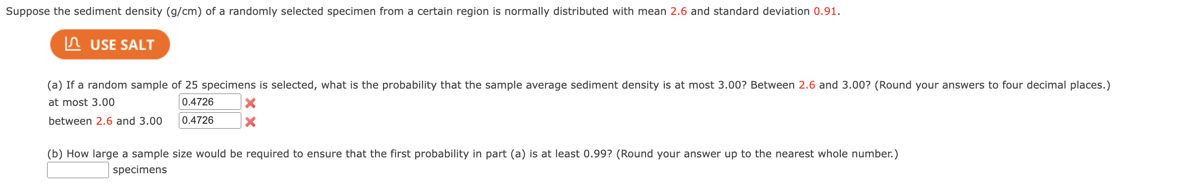 Solved Suppose the sediment density (gcm) ﻿of a randomly | Chegg.com