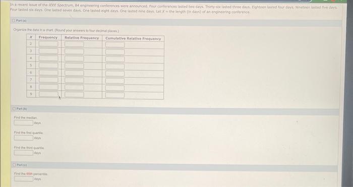 Solved E) trn(8)Construct a box plot of the dada Part in The | Chegg.com