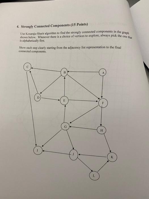 Solved 4. Strongly Connected Components (15 Points) shown | Chegg.com