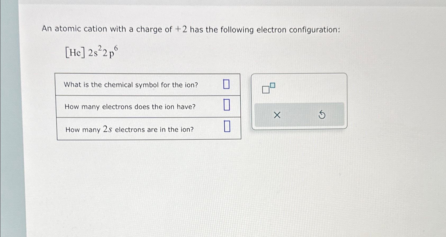 Solved An Atomic Cation With A Charge Of 2 ﻿has The