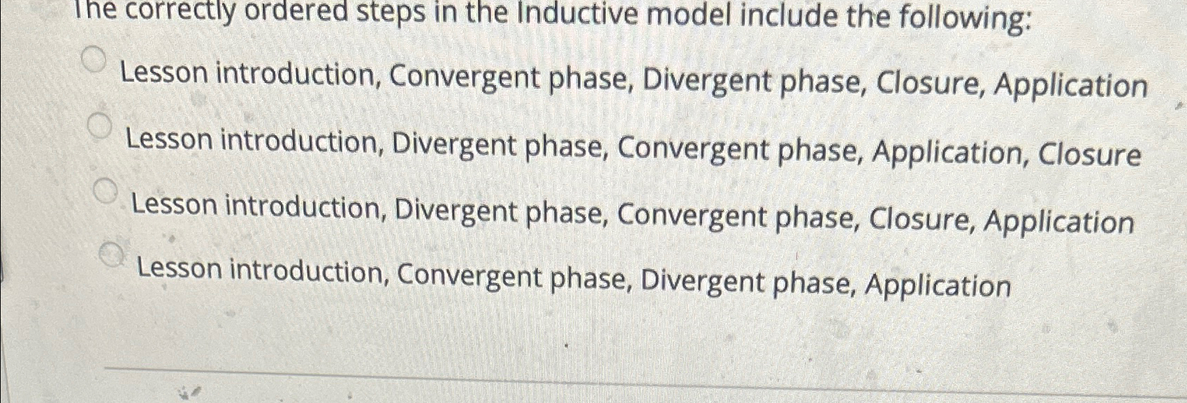 Solved The correctly ordered steps in the Inductive model | Chegg.com