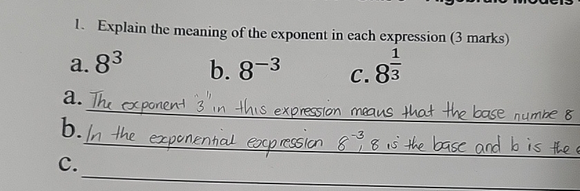 Solved Explain the meaning of the exponent in each | Chegg.com