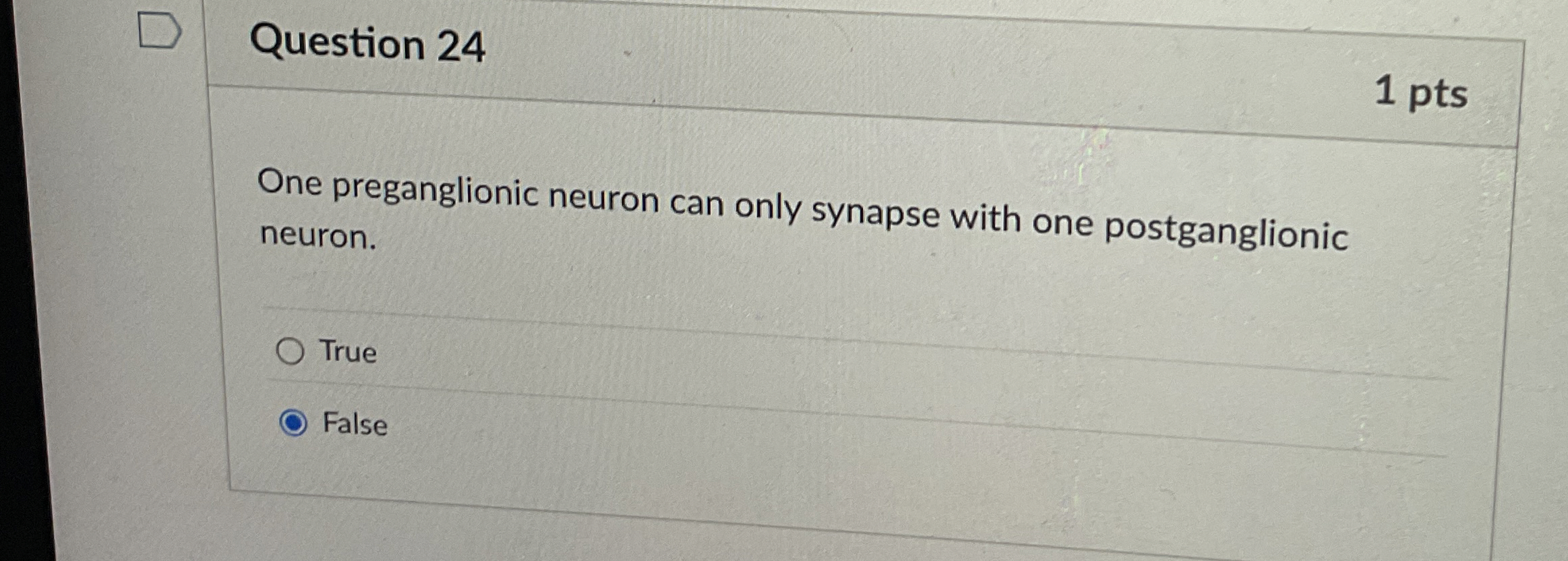 Solved Question 241 ﻿ptsOne preganglionic neuron can only | Chegg.com