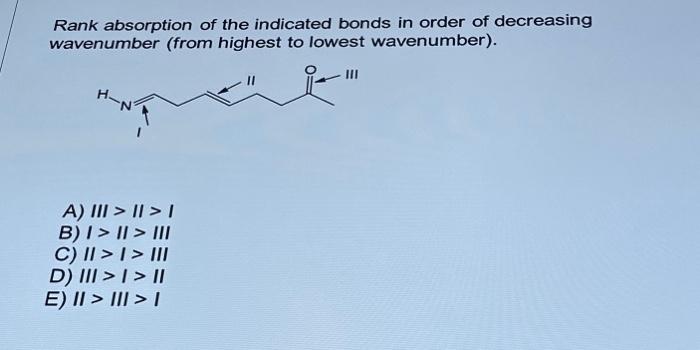 Solved Rank absorption of the indicated bonds in order of | Chegg.com