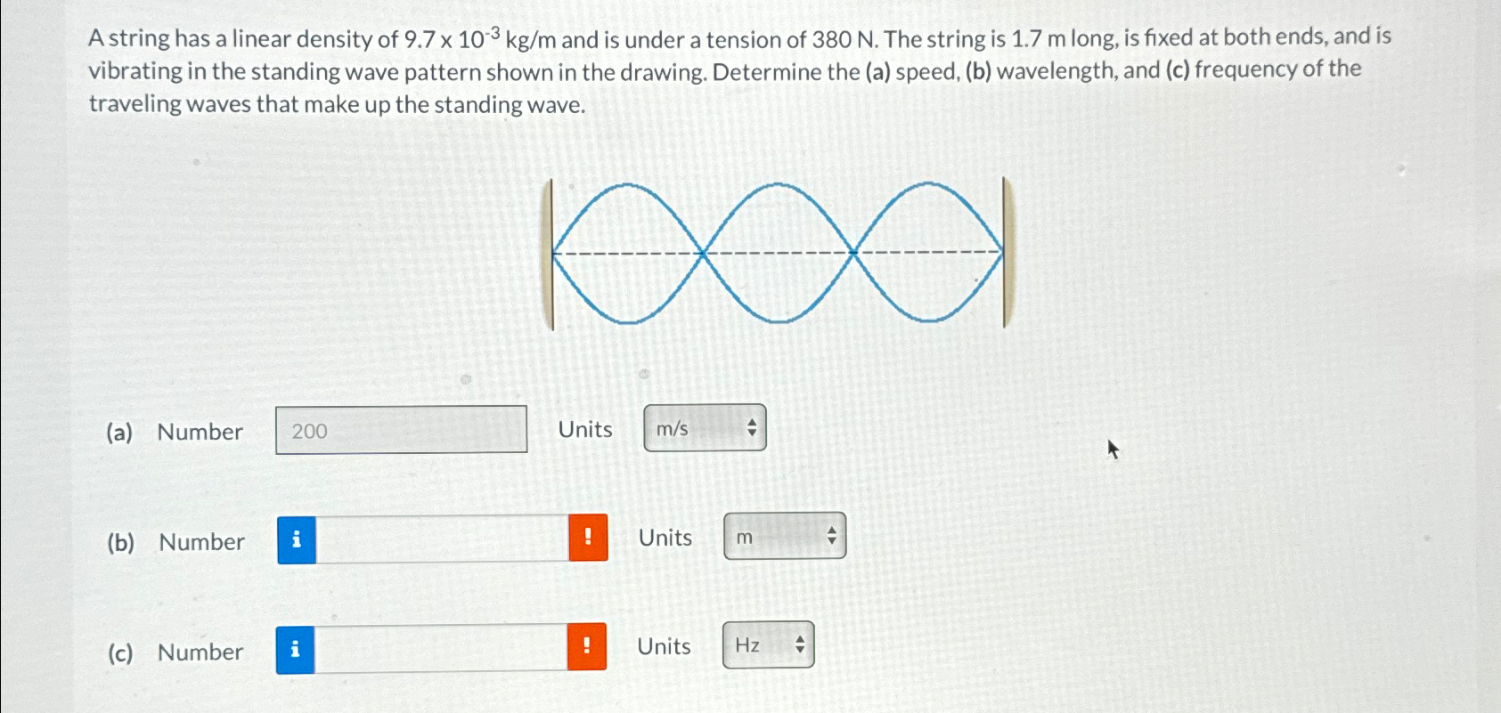 Solved A string has a linear density of 9.7×10-3kgm ﻿and is | Chegg.com