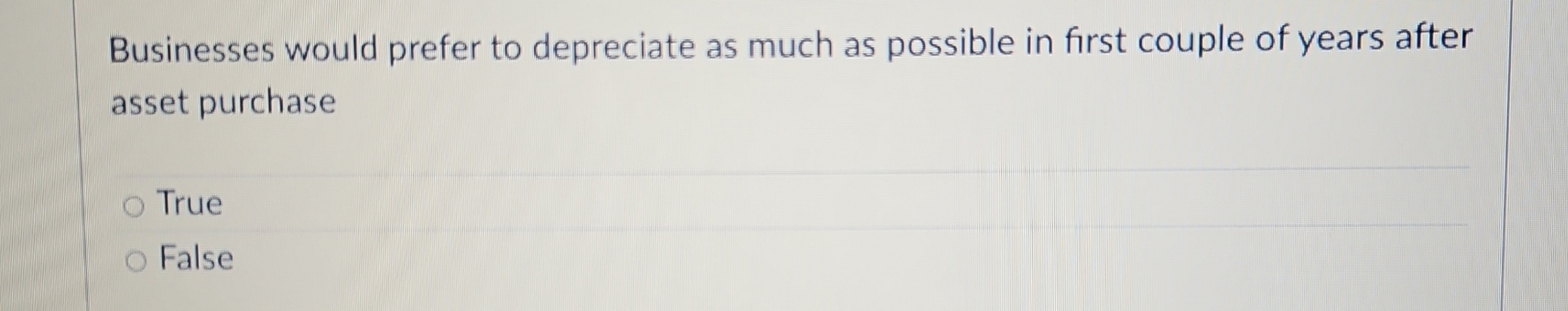 Solved Businesses would prefer to depreciate as much as | Chegg.com