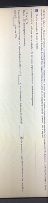 Solved t o com e erval Hefer to the data of only selected | Chegg.com