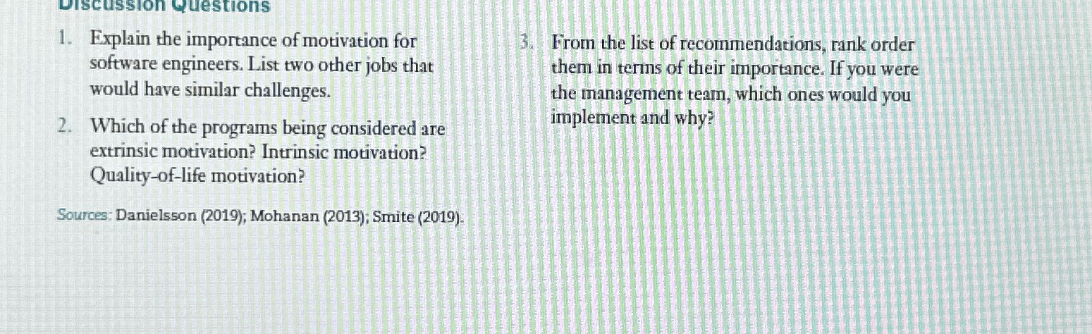 Solved Explain the importance of motivation for software | Chegg.com