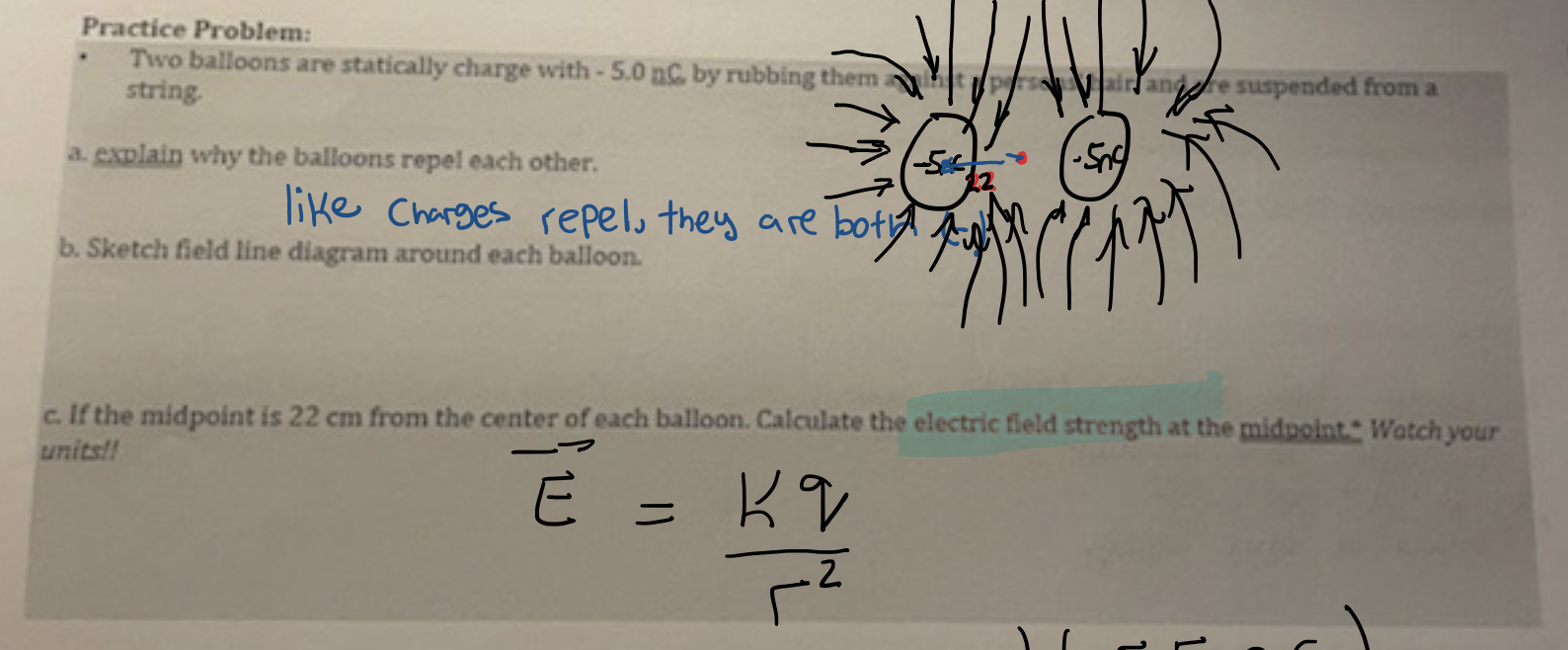 Solved Practice Problem:Two balloons are statically charge | Chegg.com