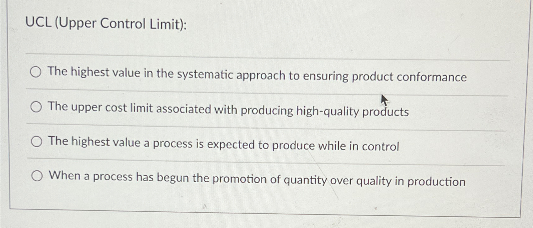 Solved UCL (Upper Control Limit):The highest value in the | Chegg.com