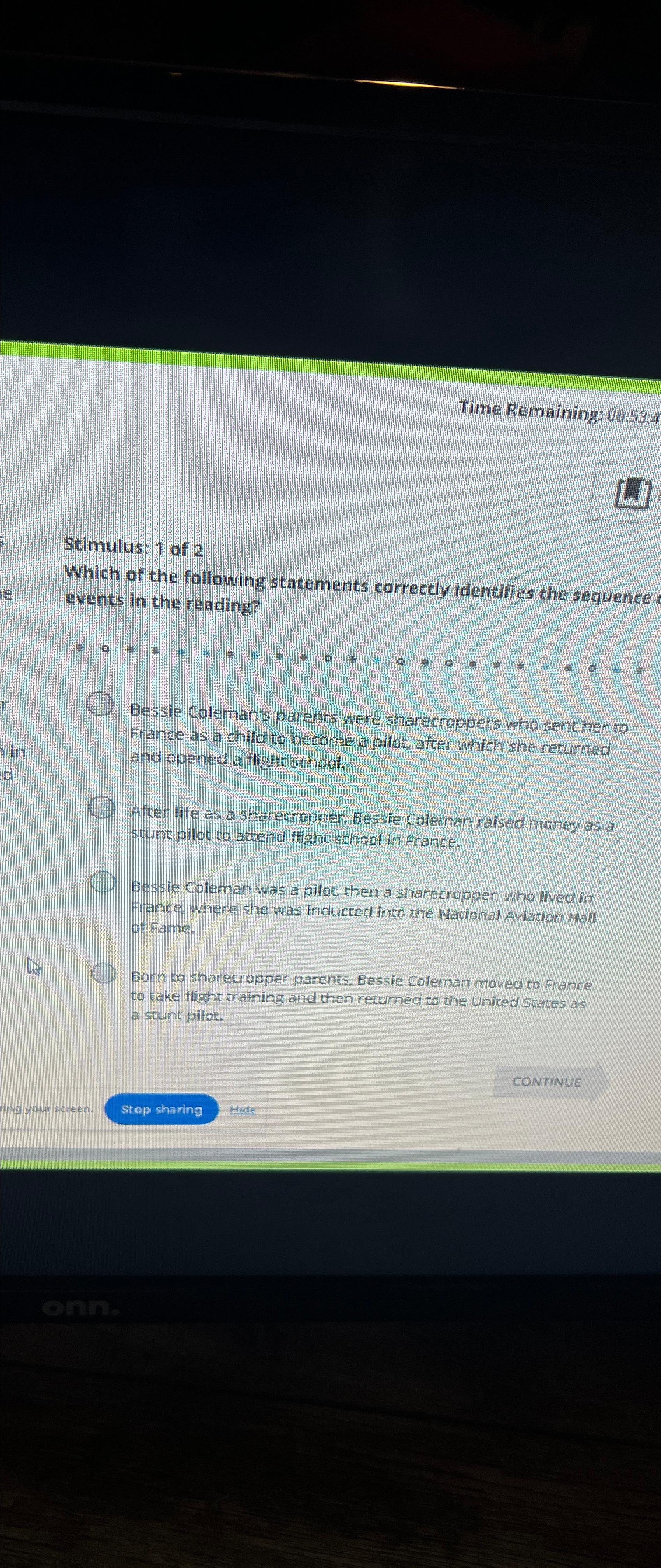 Solved Time Remaining - ﻿un:53:4Stimulus: 1 ﻿of 2Which of | Chegg.com