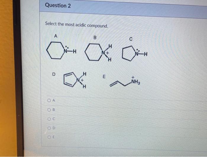 Solved Select the most acidic compound. | Chegg.com
