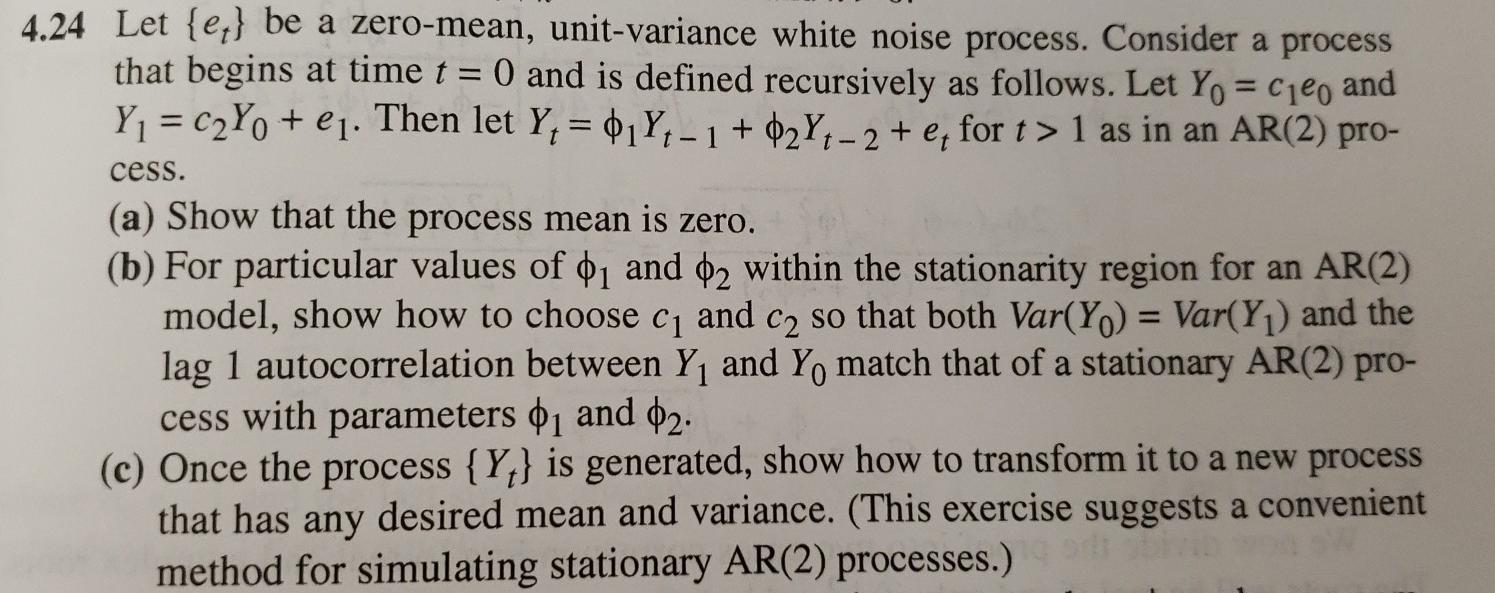 Solved 4.24 Let {e;} be a zero-mean, unit-variance white | Chegg.com