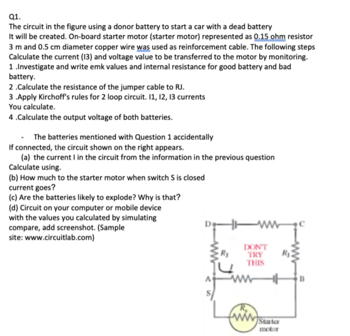 Q1. The circuit in the figure using a donor battery | Chegg.com