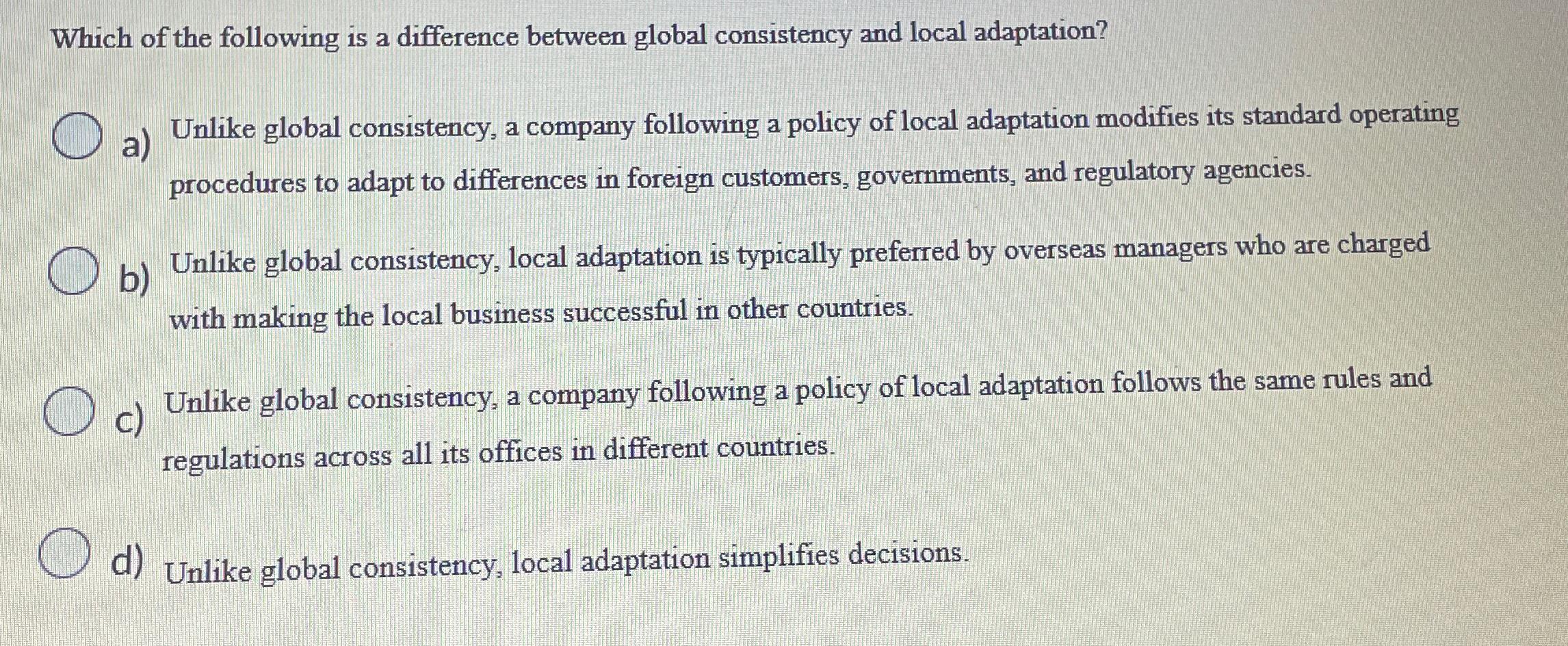 Solved Which of the following is a difference between global | Chegg.com