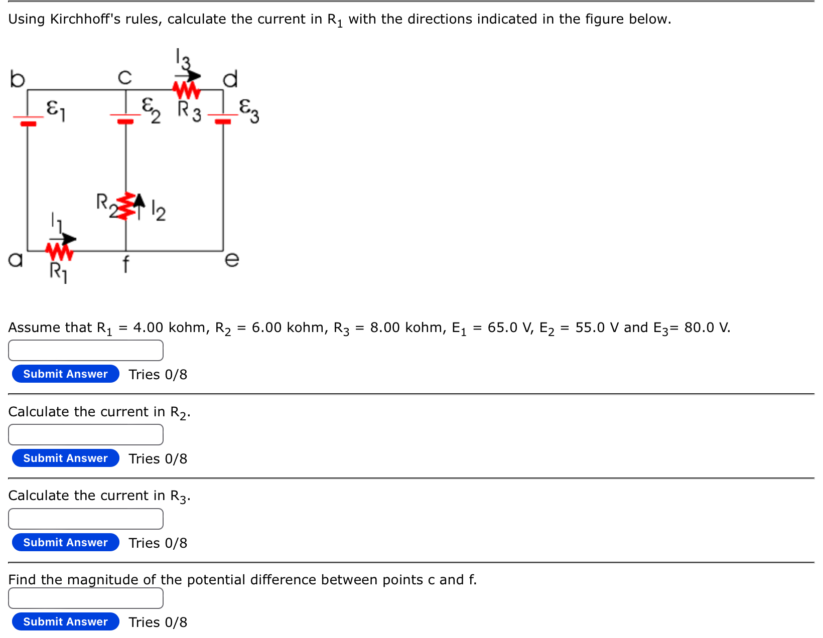 Solved Using Kirchhoff's rules, calculate the current in R1 | Chegg.com