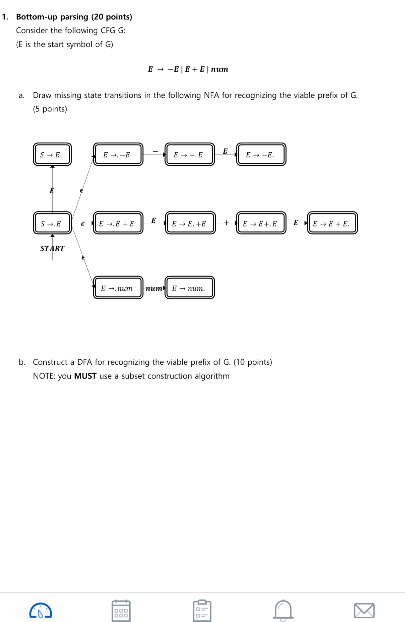Solved Bottom-up parsing ( 20 ﻿points)Consider the following | Chegg.com