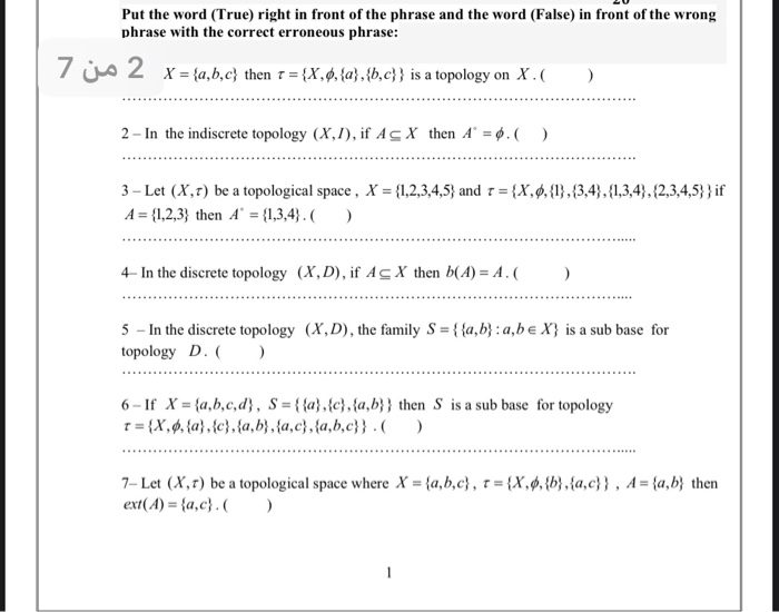 Solved 8- The discrete topology (X,D) satisfies the first | Chegg.com