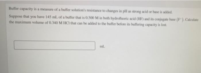 Solved Buffer capacity is a measure of a buffer solution's | Chegg.com