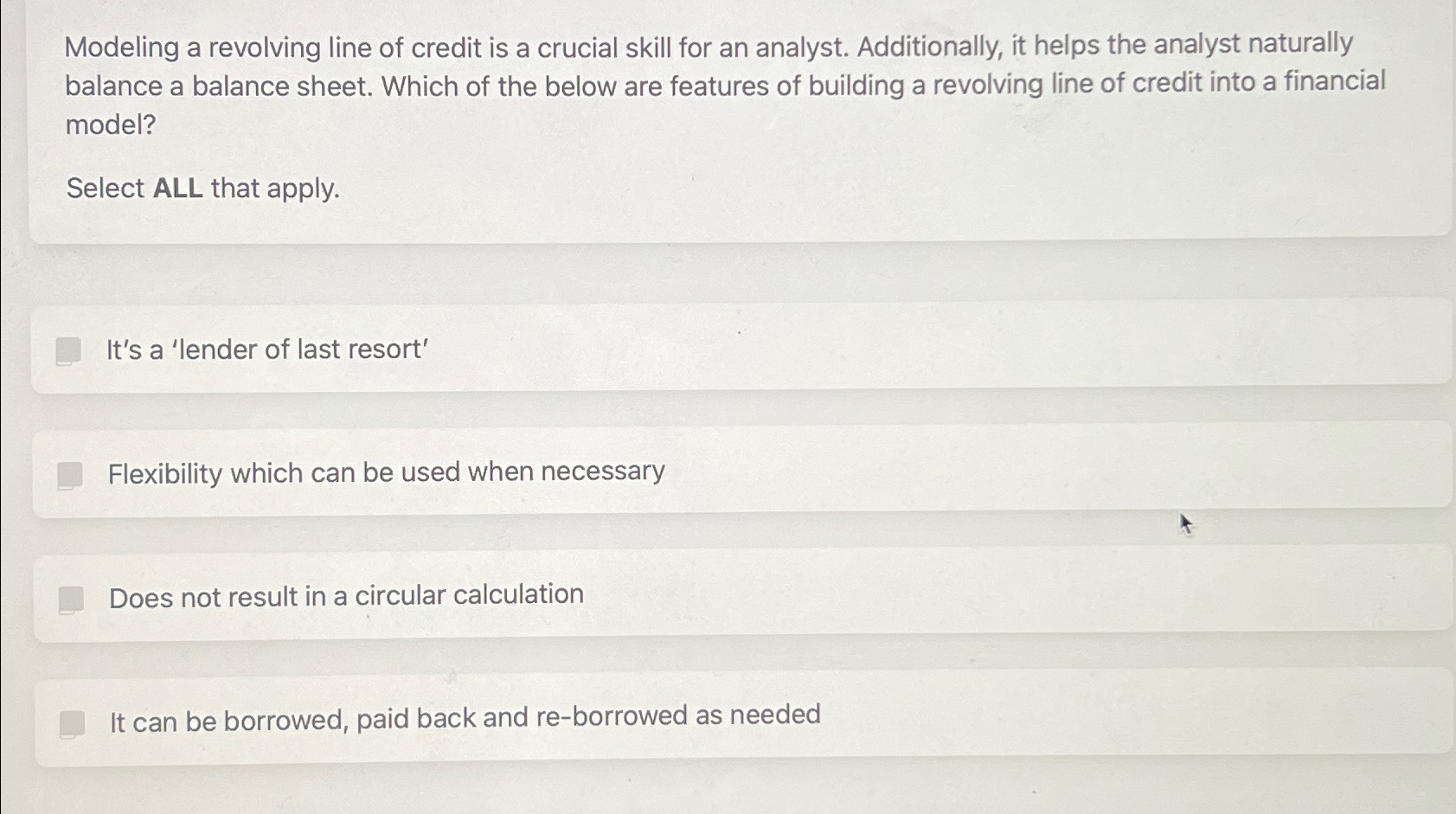 Solved Modeling A Revolving Line Of Credit Is A Crucial