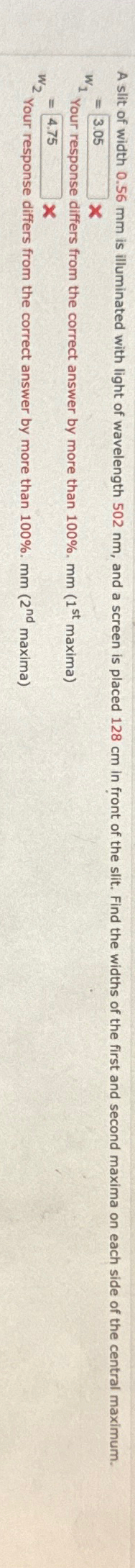 Solved w1= ﻿Your response differs from the correct answer by | Chegg.com
