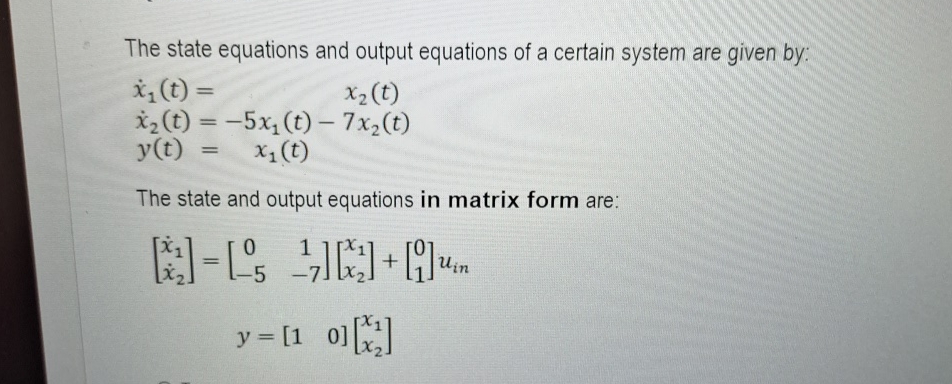 Solved The state equations and output equations of a certain | Chegg.com