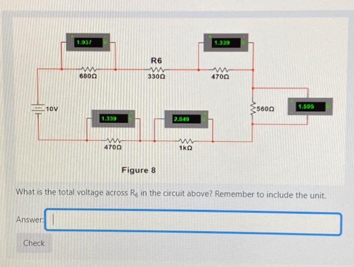 Solved Figure 8 What is the total voltage across R6 in the | Chegg.com