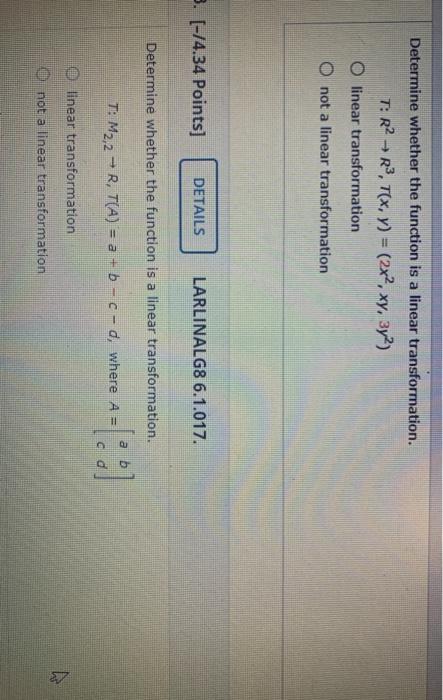 Solved Determine whether the function is a linear | Chegg.com