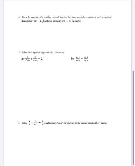 Solved Pre-Calculus 30 Chapter 9 Hand In Name: 1. For each | Chegg.com