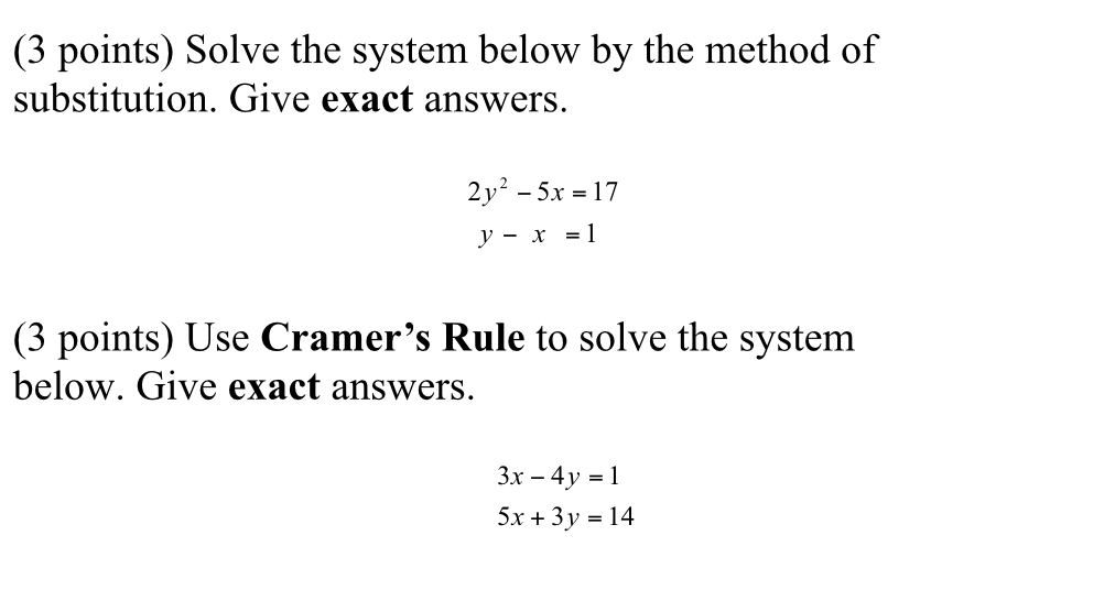 Solved (3 ﻿points) ﻿Solve the system below by the method of | Chegg.com