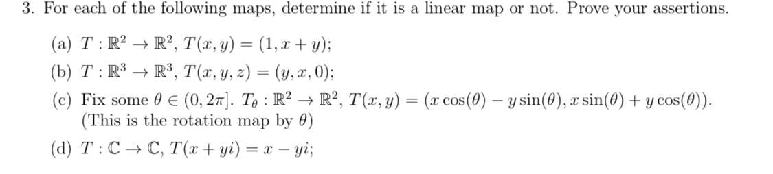 Solved For each of the following maps, determine if it is a | Chegg.com