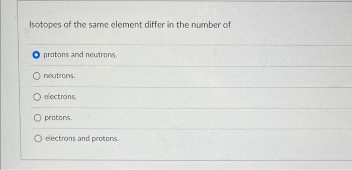 Solved Isotopes of the same element differ in the number of | Chegg.com