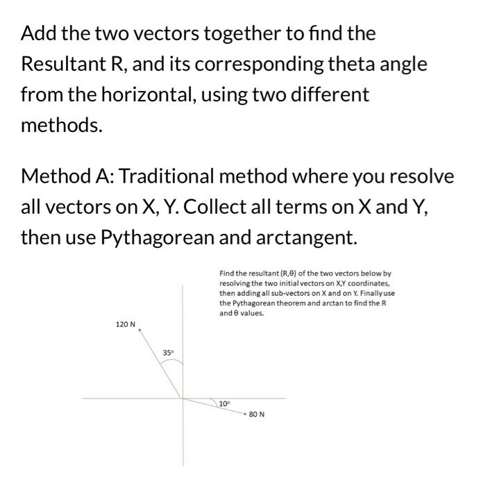 Solved Add the two vectors together to find the Resultant R, | Chegg.com