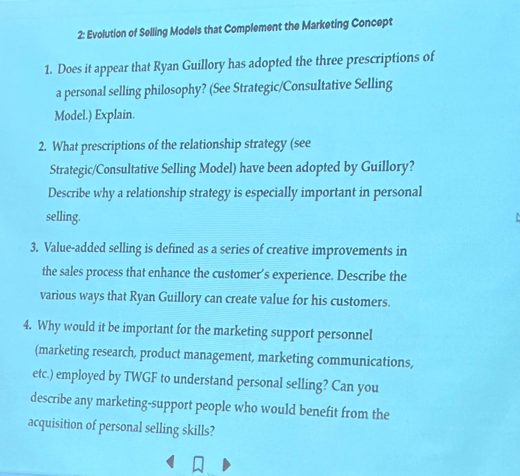 Solved Evolution of Selling Models that Complement the | Chegg.com