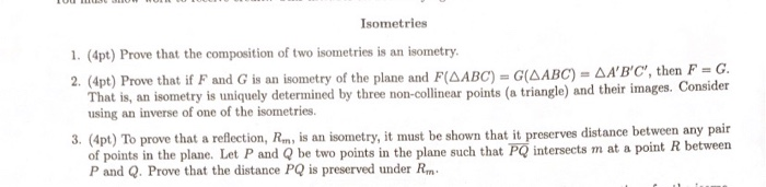 Solved Isometries 1. (Apt) Prove that the composition of two | Chegg.com