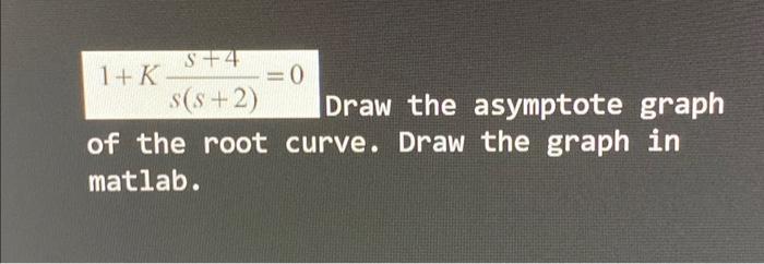 Solved 1+Ks(s+2)s+4=0 Draw the asymptote graph of the root | Chegg.com