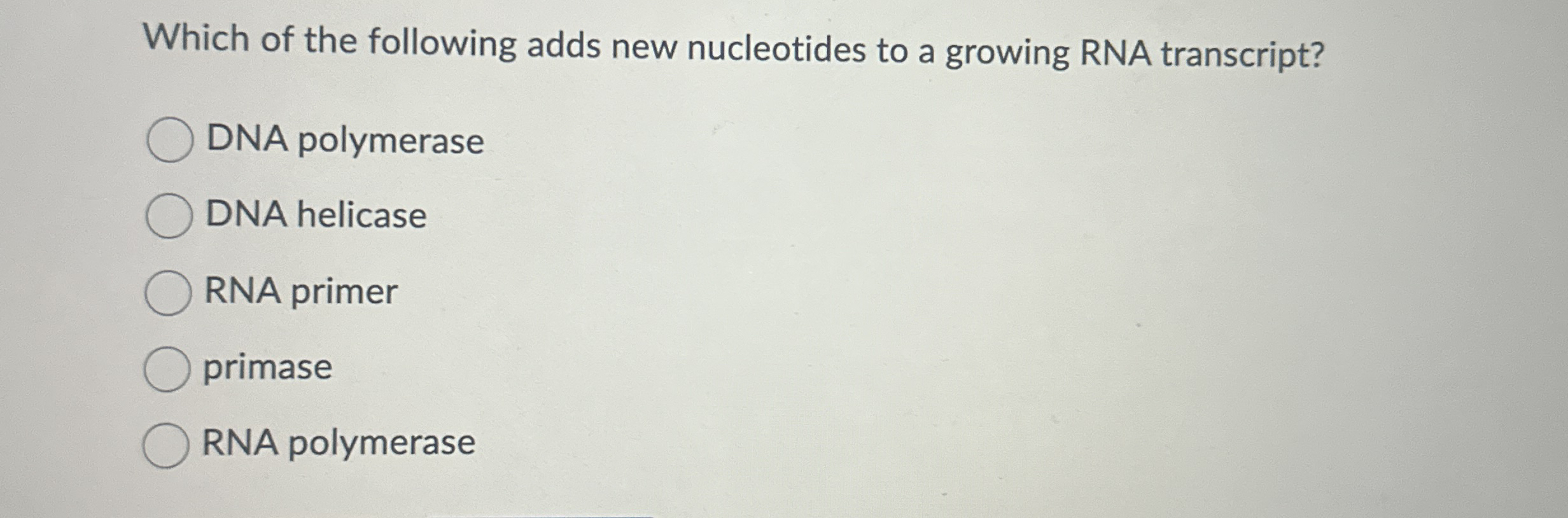 Solved Which of the following adds new nucleotides to a | Chegg.com