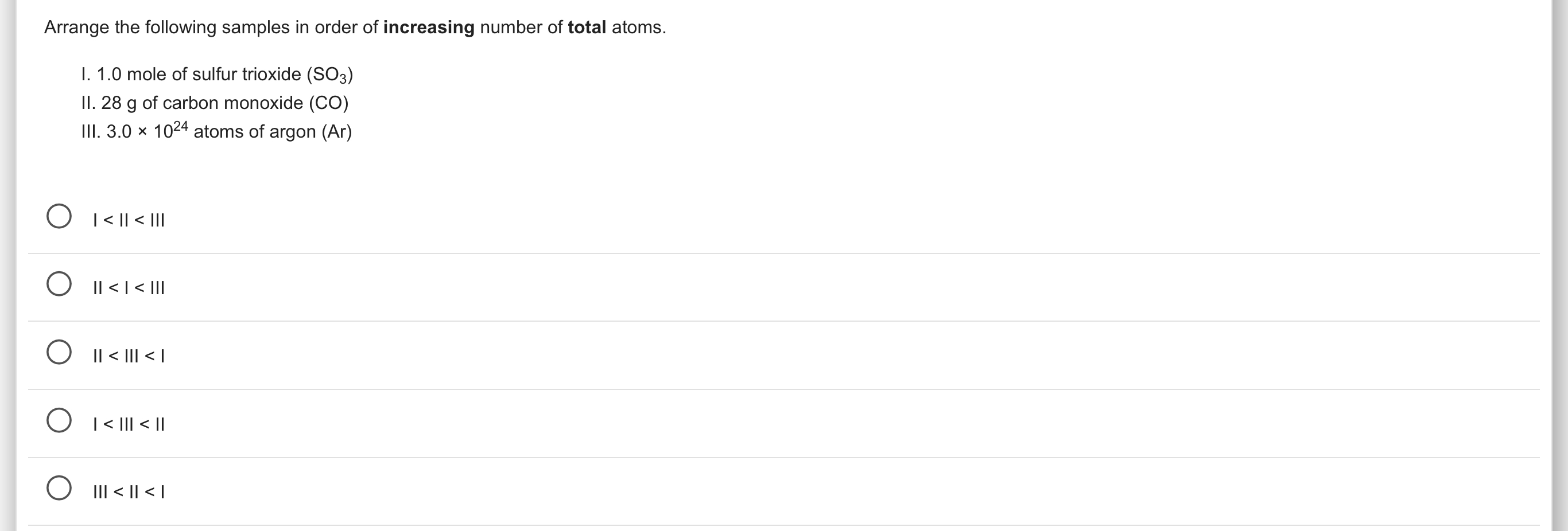 Arrange the following samples in ﻿order of | Chegg.com