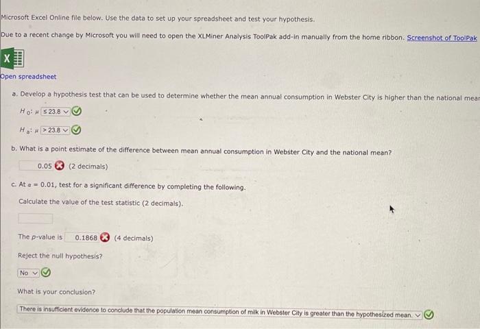 Solved Microsoft Excel Online file below. Use the data to | Chegg.com