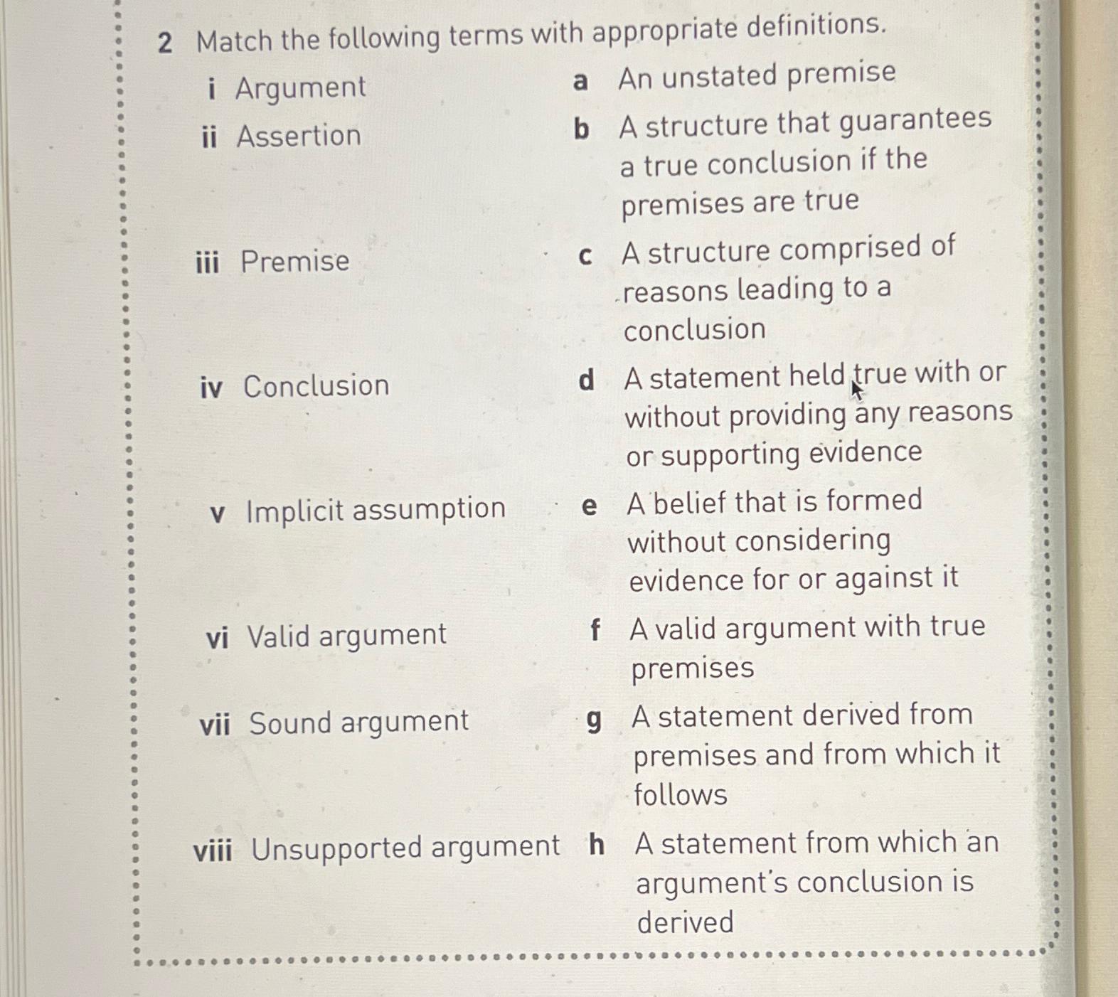 2 ﻿Match the following terms with appropriate | Chegg.com