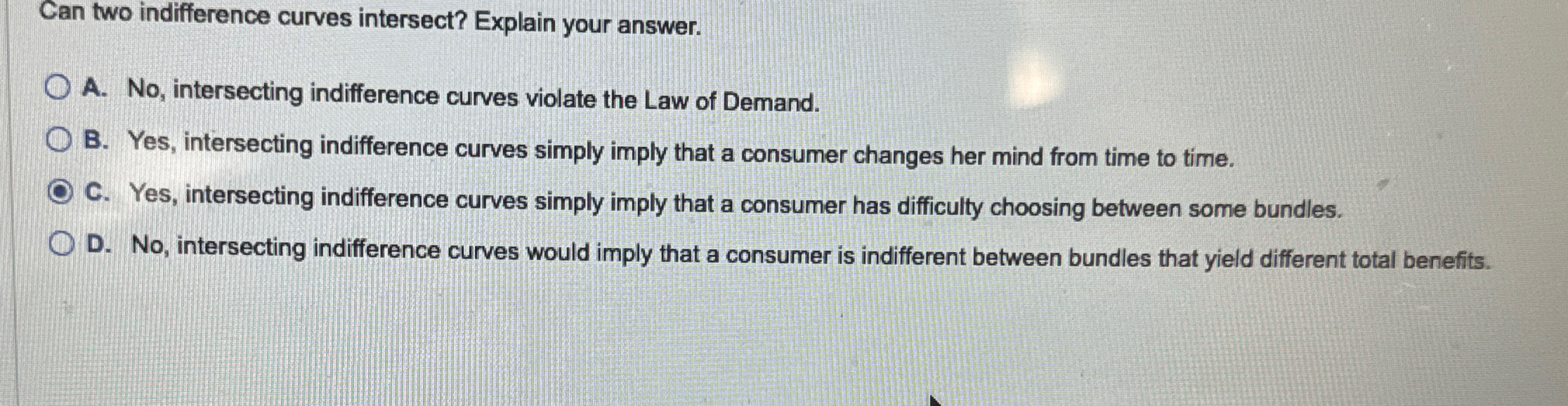 Solved Can two indifference curves intersect? Explain your | Chegg.com
